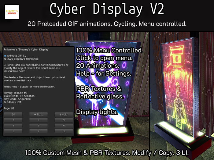 Second Life Marketplace - PBR Animated Cyber Display V2